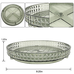 Lazy Susan Organizer with Handle, 11 Inch Lazy Susan Turntable for Bathroom Dresser, Round Spinning Organizer for Makeup Perfume Spices Counter (11" Clear Green)