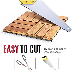 12 Slats Style, Pack of 9 Pieces, Premium Wood(Not Softwood Fir/Pine) Interlocking Deck Tiles, Patio Pavers Floor, Flooring, Decor, D.I.Y, Decking, Wholesales, 8.72 Square Feet, Brown(Sale Off 3 Days)