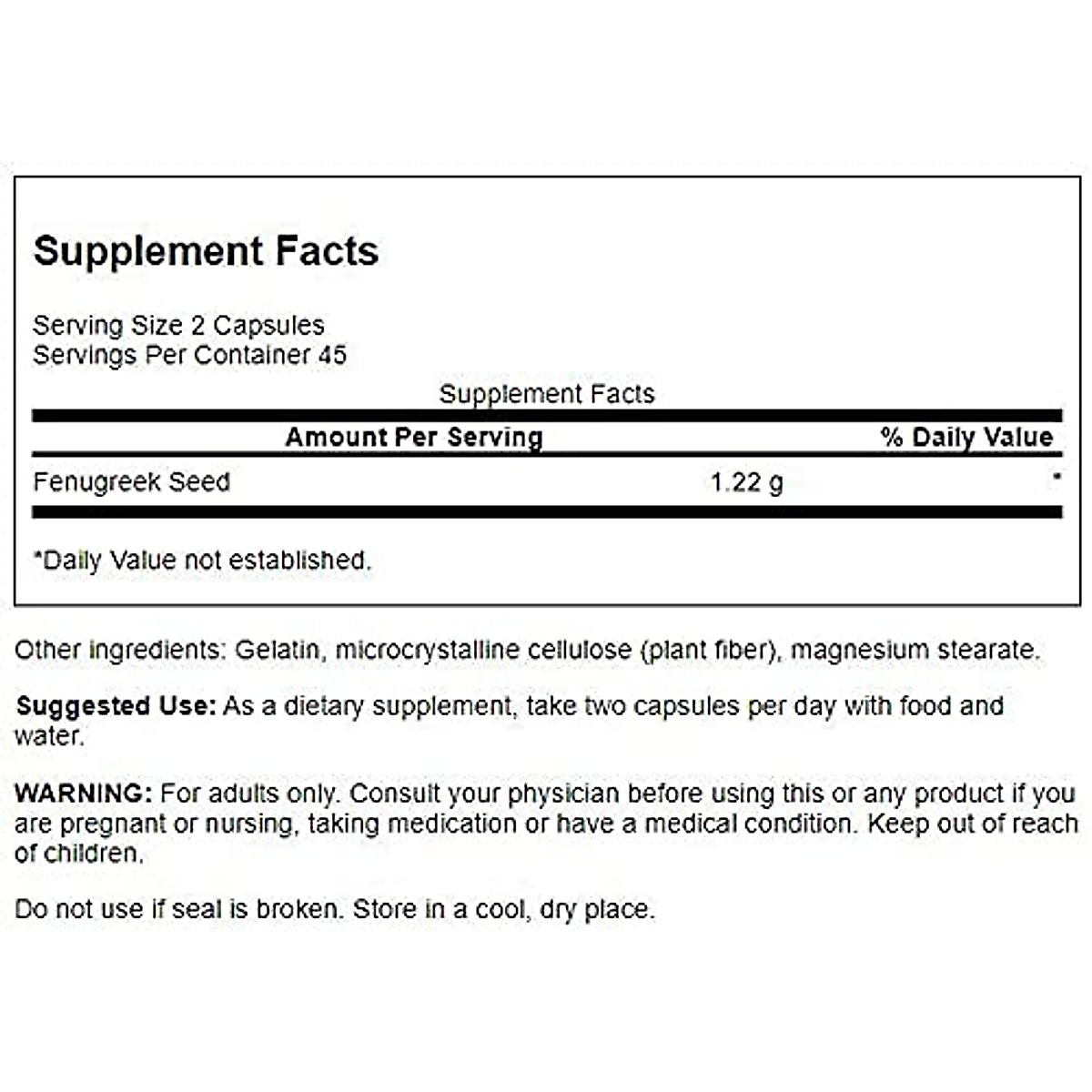 Swanson Full Specturm Fenugreek Seed (610 Milligrams 90 Capsules) 2 Pack