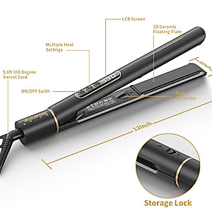 Ceramic Hair Straightener - Professional Flat Iron 13 Adjustable Temp 230°F-450°F, Negative Ion for Smooth & Shiny Hair, Dual Voltage 100V-240V Travel Friendly & 1 Hour Auto-Off