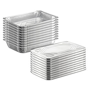 Tiger Chef Full Size 21 x 13 inches Durable Aluminum Foil Steam Table Pans with Lids, Disposable, Includes 10 Pans and 10 Lids. 20-Piece
