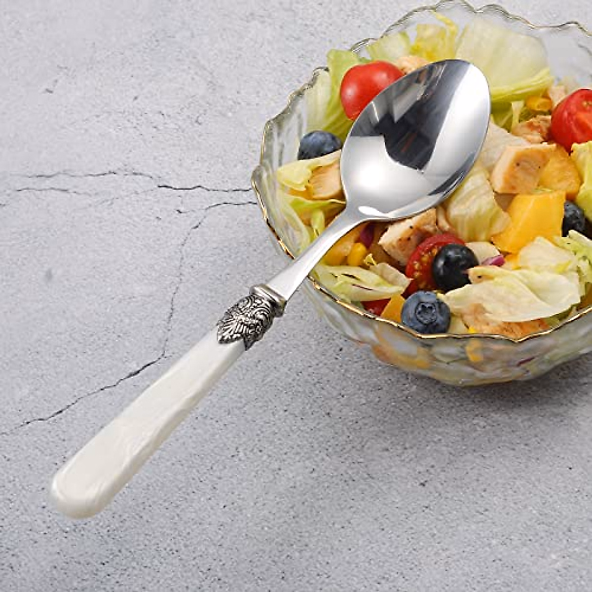 CATHYLIN Salad Servers Stainless Steel Salad Serving Set Salad Fork and Spoon