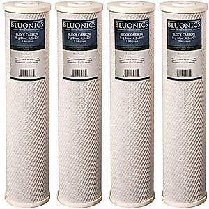 Carbon Block Water Replacement Filters 4.5" x 20" Cartridges for Chlorine, Taste and Odor- 4 Pack