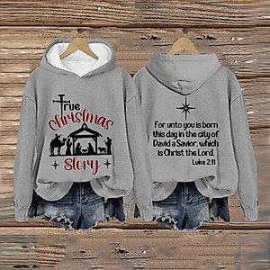 iLH Crop Sweatshirts For Women Christmas Hoodies For Women Xmas Printed Thick Thermal Pullover Hooded Sweatshirts Cute Womens Christmas Costumes Womens Hoodies In Bulk