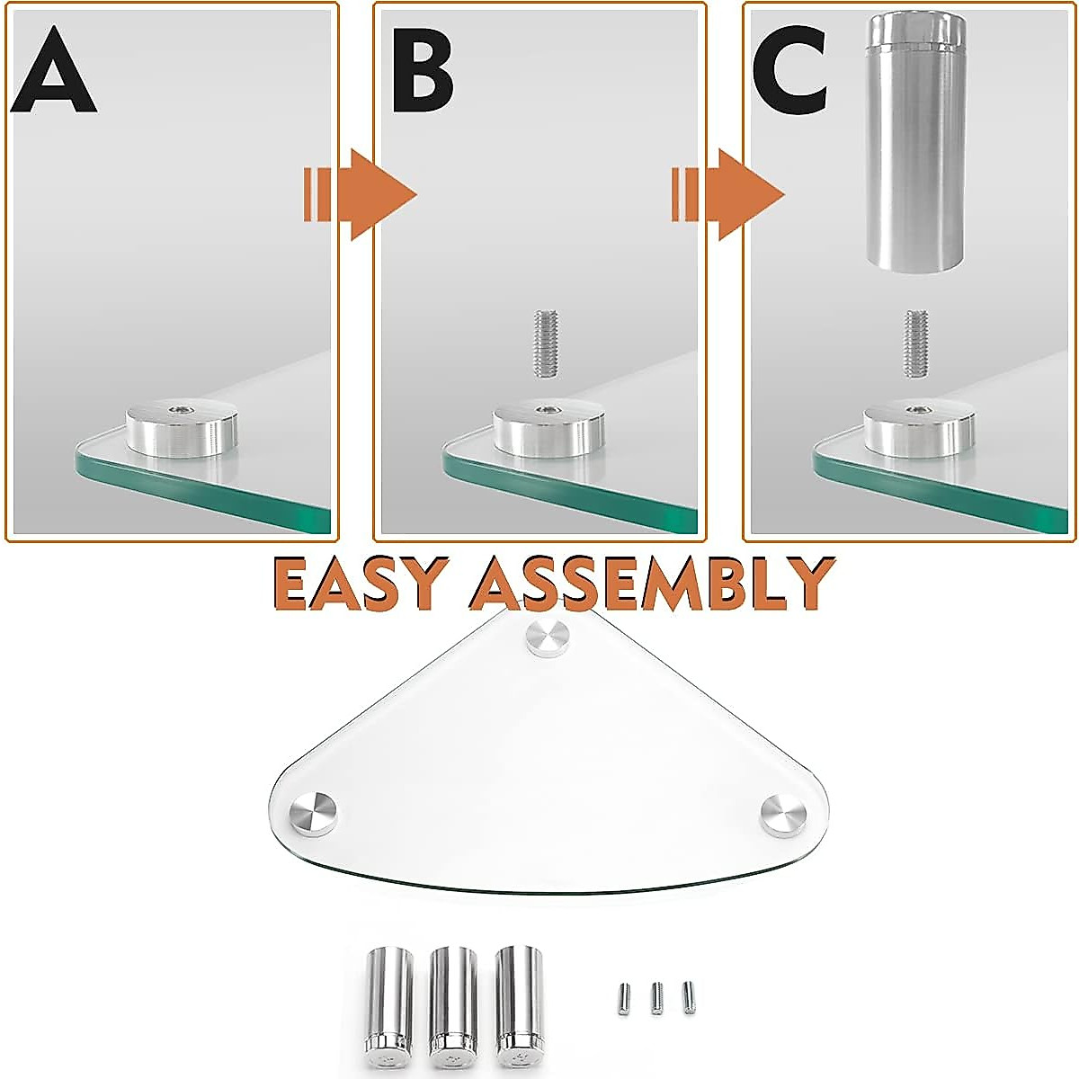 Hemudu Clear Glass Computer Monitor Riser / Triangle Desktop Universal Corner Stand for Computer Monitor & Laptop HD01T-003