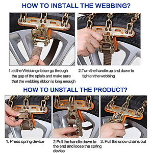 AutoChoice Emergency Snow Chains, Tire Chains with Thickened Manganese Steel for Car Truck SUV in Ice, Sand and Mud(8 Packs, Tire Width 195-235mm)