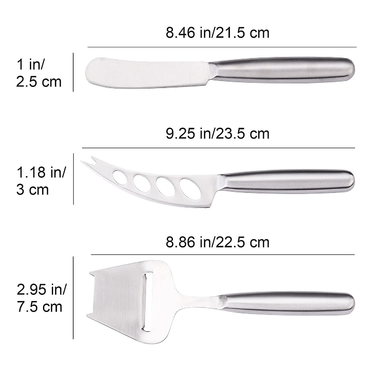 VANRA Cheese Knife Set 3-Piece Stainless Steel Butter Knife Set with Slicer for Soft and Semi Hard Cheese
