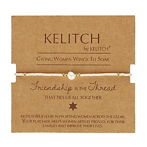 KELITCH Women Friendship Bracelets Miyuki Beads Strand Bracelets Handmade Fashion 3 Pcs Pearl Bracelets Bangles