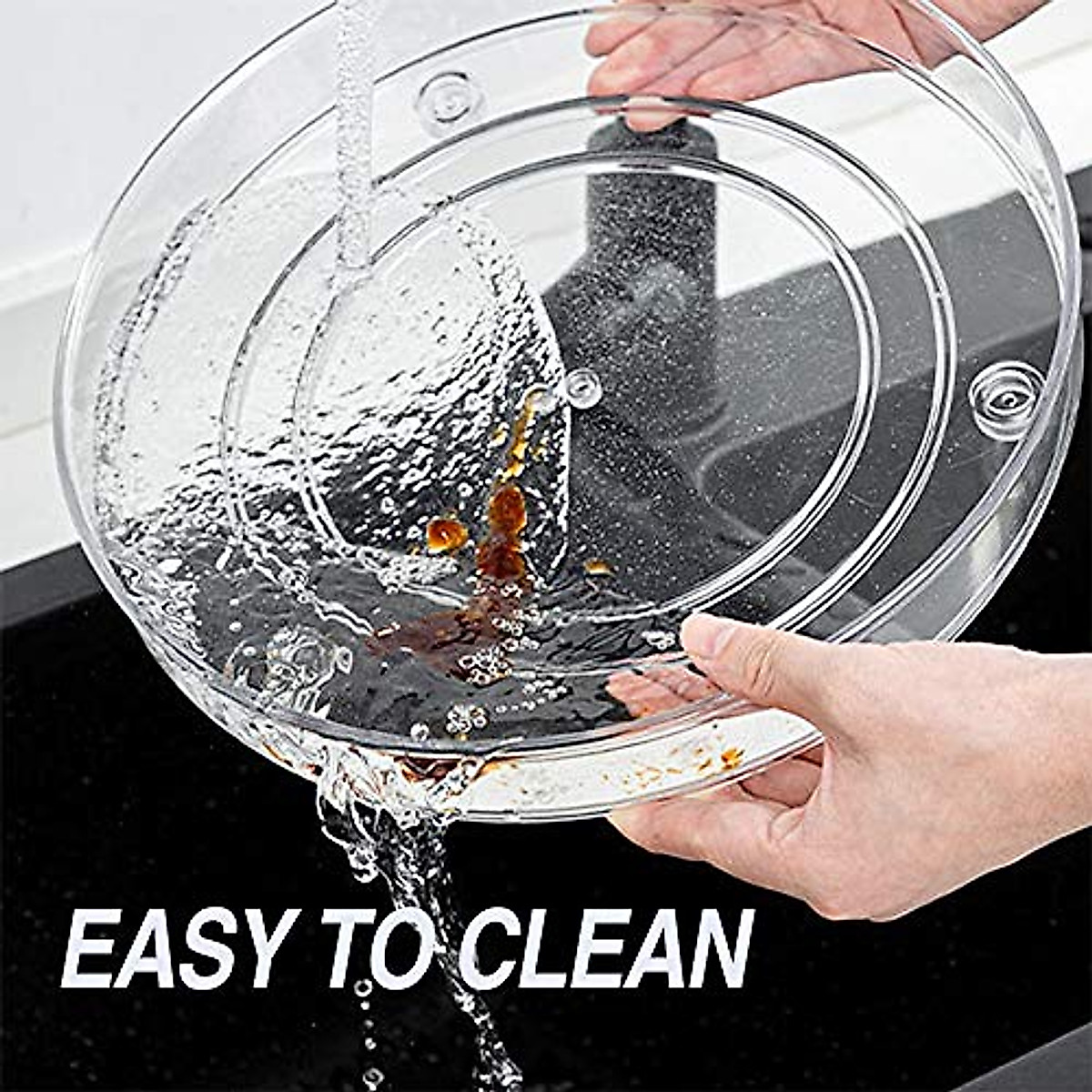 Lazy Susan Turnable Cabinet Organizer, Multifunctional 3 Tier 360 Rotating Clear Cabinet Organizer Large Spinning Spice Containers Cosmetic Can Organizers for Kitchen Pantry Bathroom