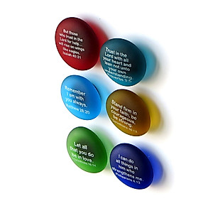 Scripture Magnets, Your Favorite Inspirational Bible Verses Printed On Frosted Sea Glass Stones, Attached to Super-Strong Magnets. by Lifeforce Glass