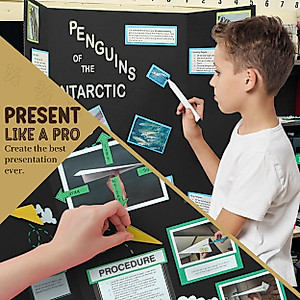 Black Tri-Fold Presentation Board 36" x 48" Corrugated Tabletop Display Exhibition Board Lightweight and Portable with Smooth Surface Great for School Projects and Business presentations - by Emraw