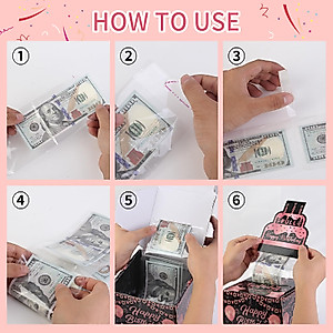 Rose gold Money box birthday gift box cash gift pull DIY set surprise birthday gift box money tree small gift boxes money bag money gun money cake pull out kit (golden)