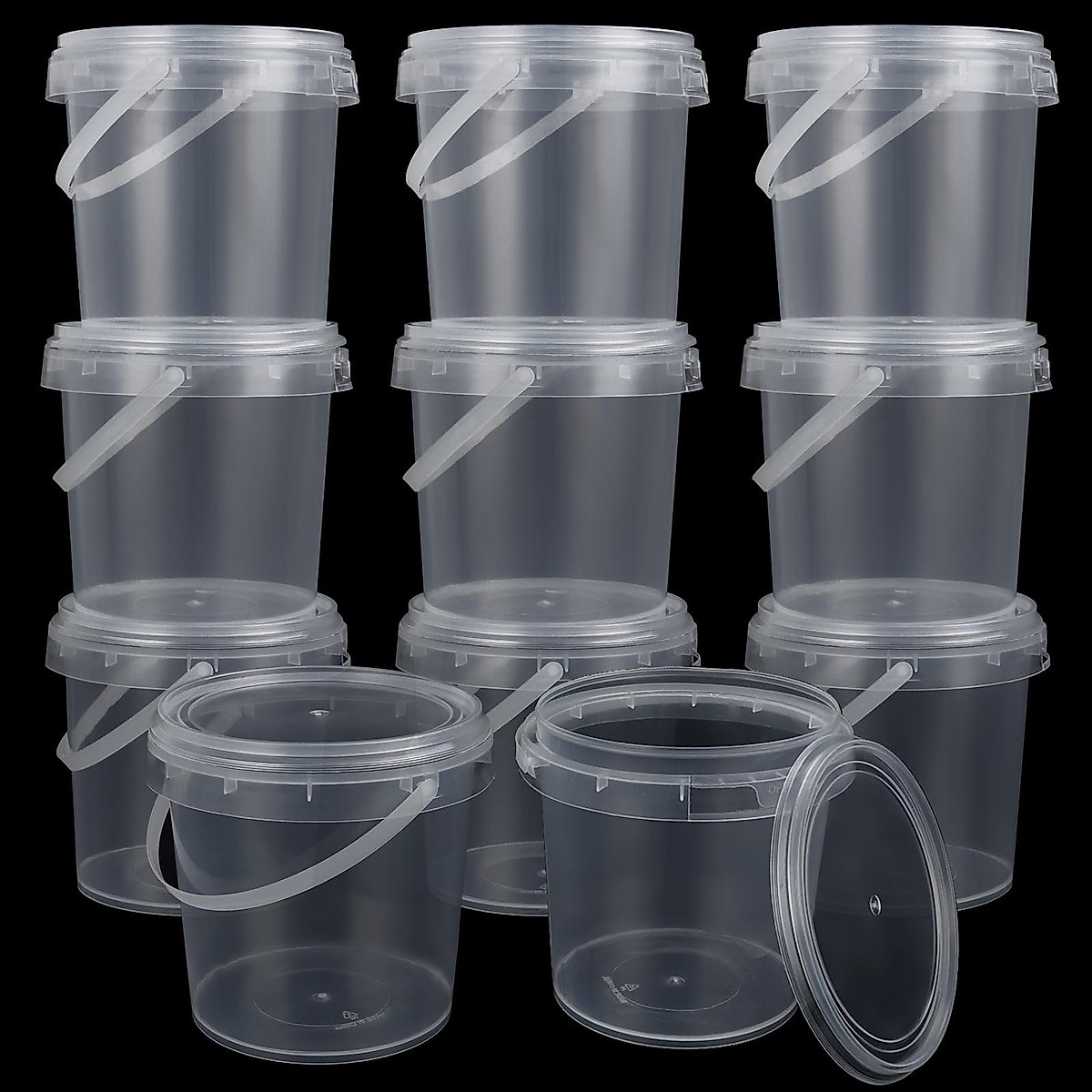 ZOFORTY 30 PCS 30 oz Slime Containers with Lids and Handles, Plastic 1000ml Storage Bucket Containers, Clear Slime Storage Case for Slime DIY Art Craft, Pigment, Small Tools, Part Material