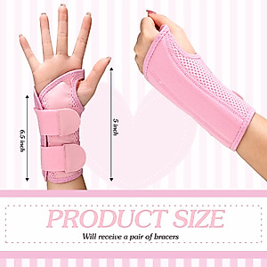2 Pieces Wrist Brace Carpal Tunnel for Men Women Arthritis Wrist Brace Protector Night Sleep Removable Wrist Support Carpal Tunnel for Helping People Have a Better Sleep(Small/Medium,Pink)