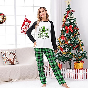 Lizxun Christmas Pajamas for Family Christmas Pjs Matching Sets Elk Christmas Tree Christma Pajama Family Xmas Sleepwear Set Women