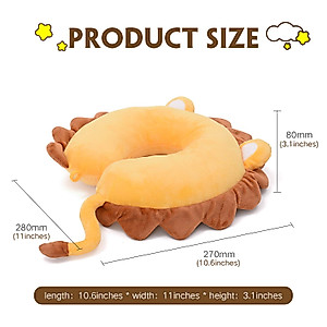 H HOMEWINS Travel Pillow for Kids Toddlers - Soft Neck Head Chin Support Pillow,Cute Animal in Any Sitting Position for Airplane,Car,Train,Machine Washable,Children Gifts(Lion)