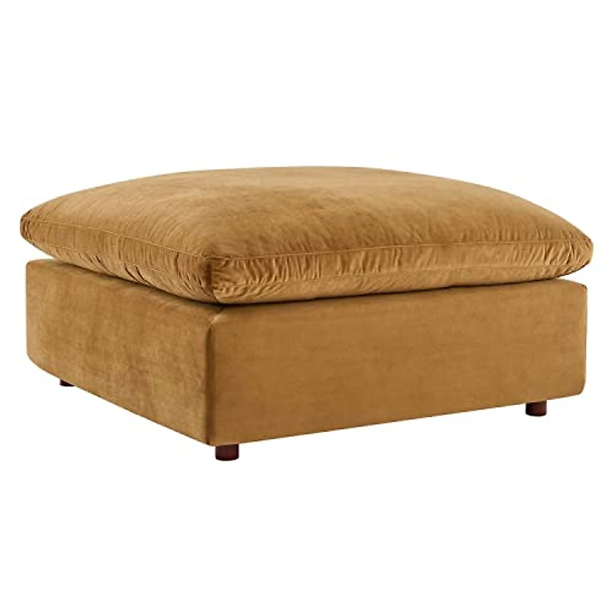 Modway Commix Down-Filled Overstuffed Performance Velvet Sectional Sofa Ottoman in Cognac