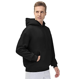 THE GYM PEOPLE Men's Fleece Pullover Hoodie Loose Fit Ultra Soft Hooded Sweatshirt With Pockets Black