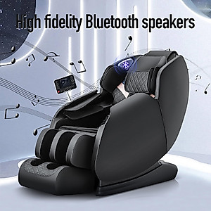 Massage Chair Full Body Recliner - Zero Gravity with Heat and Shiatsu Massage Office Chair Sl Track Intelligent Body Detection LCD Touch Screen Display Bluetooth Speaker Airbags Foot Rollers (Black)