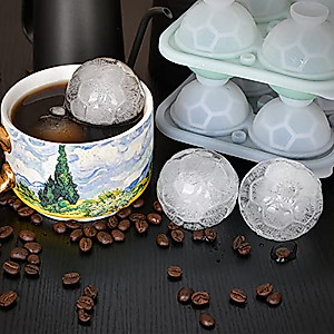 Koilox 3D Soccer Ball Molds Ice Cube Trays Black Silicone,4x Large Ice Ball Maker with Lid Easy Release BPA Free 2.2 Inches Sphere Ice Moulds for Freezer,Whiskey,Cocktail,Juice,Bourbon