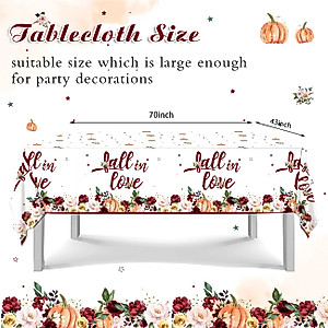 Zhynice Fall in Love Bridal Shower Decorations 121 Pcs Fall Wedding Disposable Dinnerware Autumn Floral Pumpkin Plates and Napkins Cups Tablecloth for Fall Theme Wedding Engagement Supplies 30 Guest