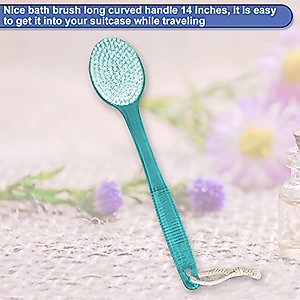 AMERWASH PLUS Back Brush for Shower, 14-inch Long Handle Medium Stiff Bristles Bath Scrubber for Men Women Body Exfoliating and Brushing - 2 Packs Blue