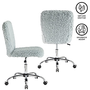 Urban Lifestyle Faux Fur Rolling Task Chair, Gray