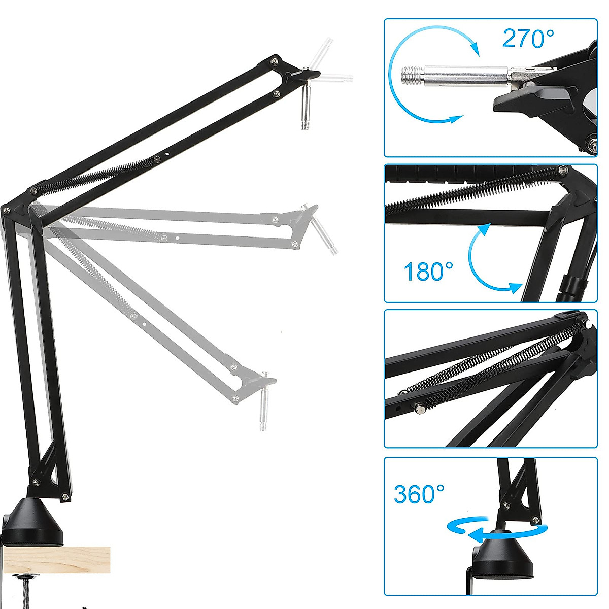 Quadcast Mic Boom Arm with Pop Filter - Advanced Microphone Arm Compatible with HyperX QuadCast Microphone, Professional Adjustable Scissor Microphone Stand by YOUSHARES
