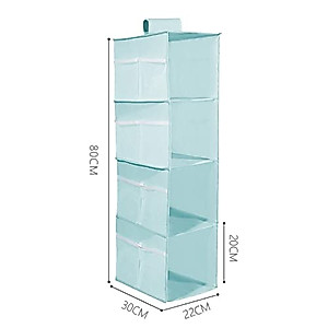 Leefasy Hanging Closet Organizer Wardrobe Storage Shelves for Sweaters Hat Clothes with Side Storage Bag Easily Attach to Closet Rods , Blue
