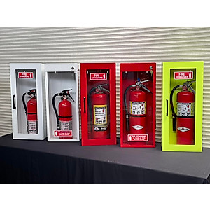 Fire Extinguisher Cabinet | Wall & Surface Mount Steel Cabinet | Holds 5 Pound and 10 Pound | Door with Handle Version, Red | Fire Extinguisher Not Included