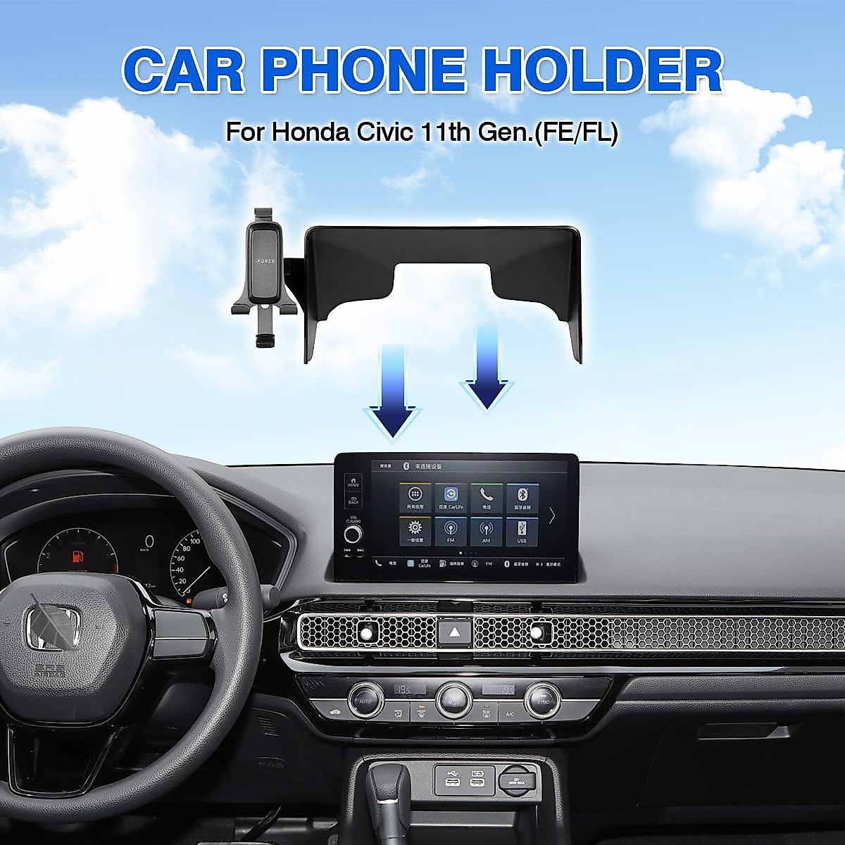 Autorder Custom Fit for Car Phone Holder 2022 2023 Honda Civic Accessories 9" Touchscreen Air Vent Screen Fixed Clip Cell Phone Mount Hands-Free 360 Degree Rotation