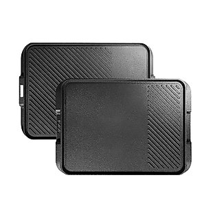 SENSARTE Nonstick Grill Griddle Pan with Handle, Cast Aluminum, Double Sided Reversible - Perfect for Gas Stovetop, Indoor/Outdoor Camping BBQ, 17.5 x 12.5 Inch