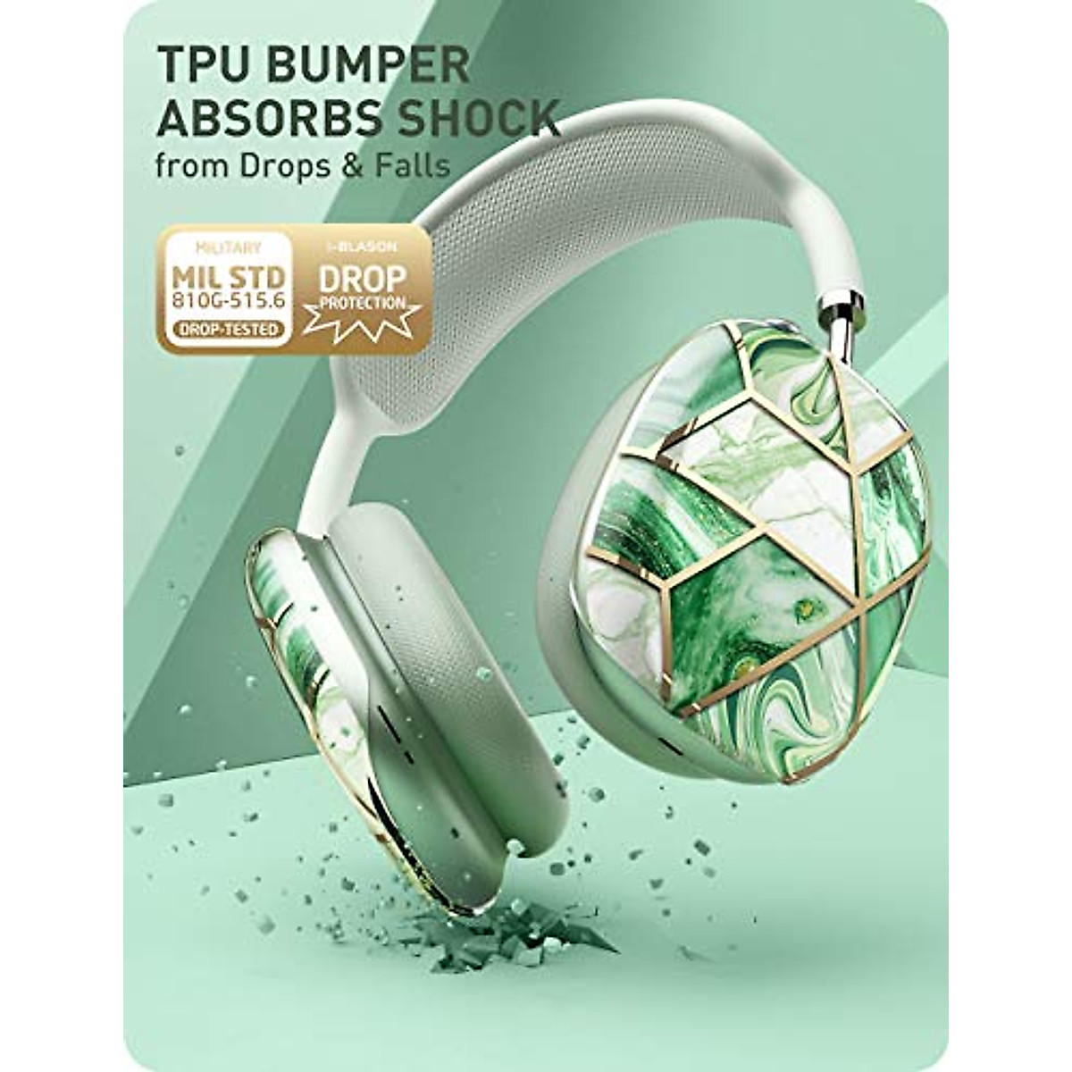 i-Blason Cosmo Case Designed for Airpods Max Headphones, Protective Stylish Earpads Case Cover Compatible with Apple AirPods Max, 1 Pair (Jade)