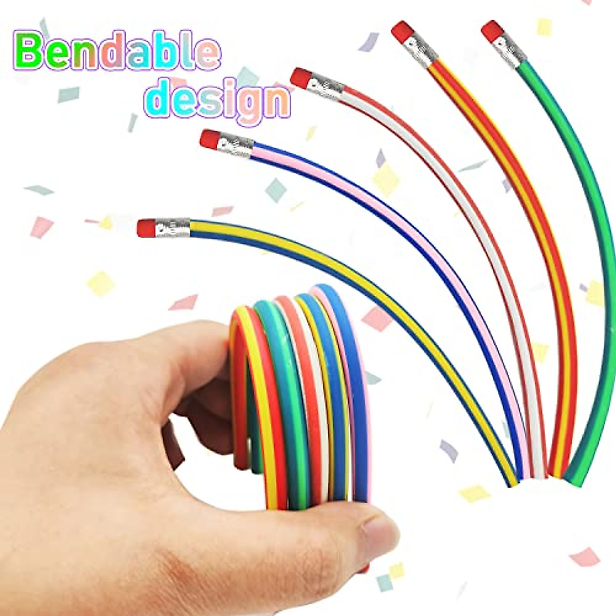 Xilanhhaa 40 Pack Flexible Bendable Pencils,7 Inch Colorful Magic Soft Pencil with Eraser,Bendy Pencil for Children,Kids,School Supplies,Party Favor,Gifts