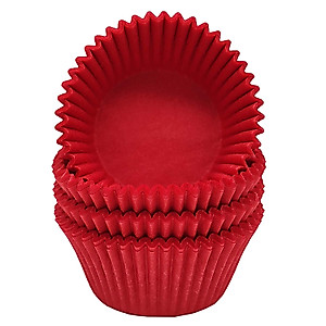 Mombake Premium Red Greaseproof Cupcake Liners Muffin Paper Baking Cups Standard Size, 100-Count