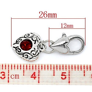 Sexy Sparkles Clip on July Birthday Birthstone Charm Heart for European Clip on Charm Jewelry with Lobster Clasp