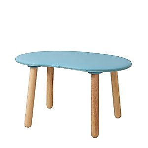 AFBKSS&BB Kids Table, Children Study Table Pre-School Kids Reading Desk Wood Baby Table with 4 wooden legs (Blue)
