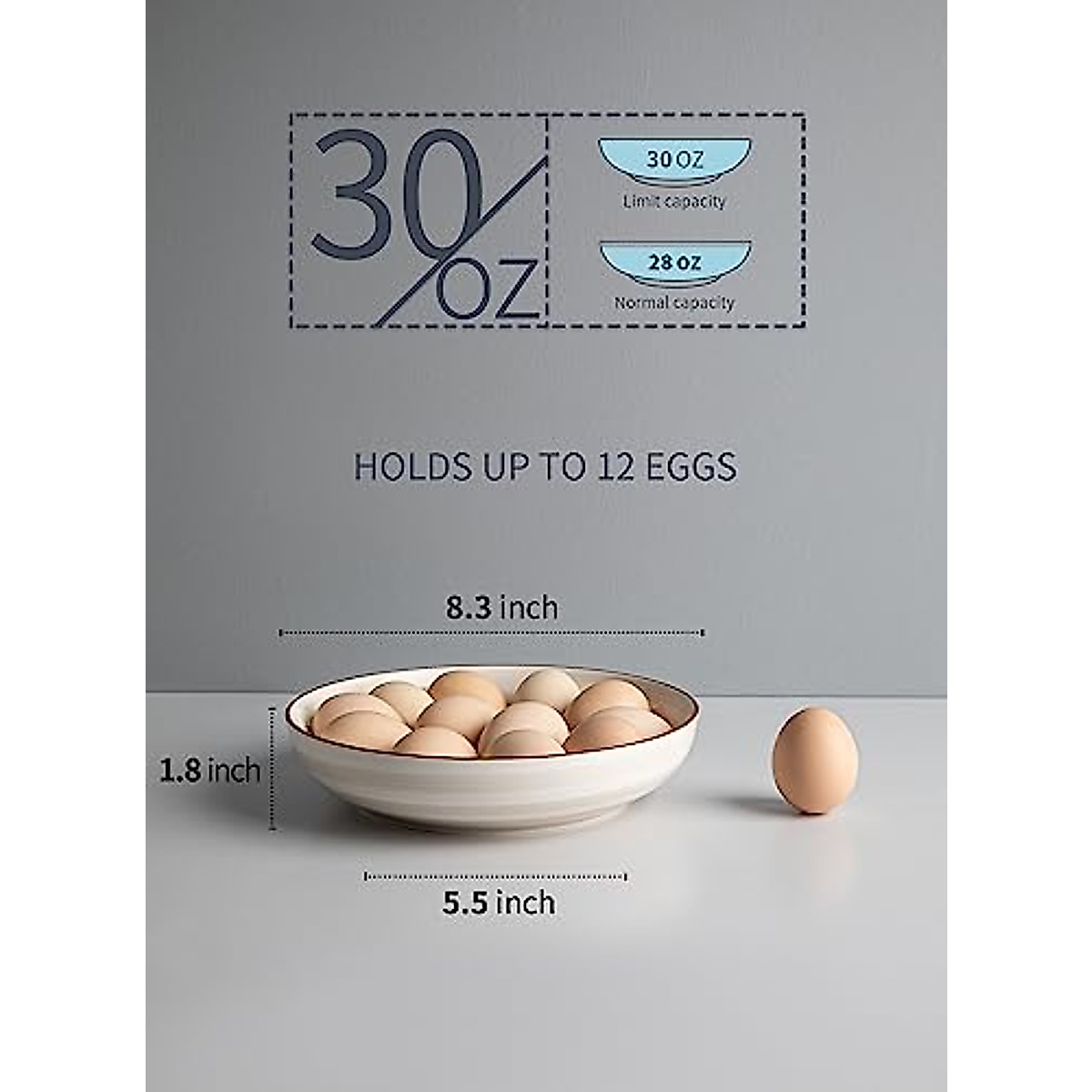 Sweese Pasta Bowls, 30 Ounce Salad Bowls, Neutral Serving Bowls, Pasta Bowls Set of 6, 8.3 Inch Porcelain Plate Bowls