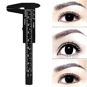 Qiningxia Portable Double Scale 80MM Plastic Eyebrow Measuring Vernier Caliper Caliper Ruler Plastic Permanent Makeup Measurement Tools, Black, Under 3 Inches