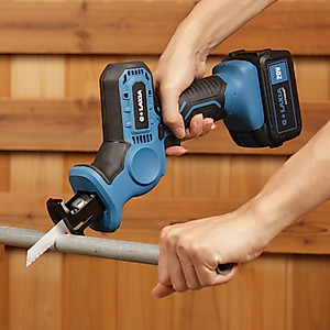 G LAXIA Reciprocating Saw, 20V Cordless Reciprocating Saw with 4.0Ah Battery, Tool-Free Blade Change, 3Pcs Blades for Wood, Soft Metal, PVC Pipe Cutting