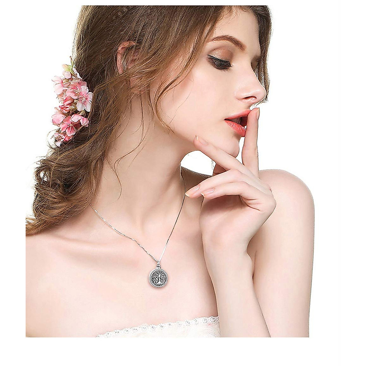 Aniu Cremation Jewelry for Ashes S925 Sterling Silver Urn Necklace Memorial Necklace for Human Ashes of Loved Ones Keepsake Pendant for Men Women (Tree of Life-G)