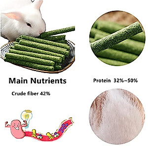 GREMBEB Bunny Chew Stick Rabbit Toy Treat 140g 4 in 1 Molar Stuff 100% Organic Natural Snack,Apple Branch,Sweet Bamboo,Timothy Hay,Alfalfa Food Clean Teeth Hamster Chinchilla Parrot Gerbil Squirrel