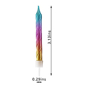 12 Pieces Rainbow Spiral Candle - Gradient Birthday Candles for Kids Adults, Birthday Cake Candles Perfect for Christmas Wedding Theme Party (Purple)