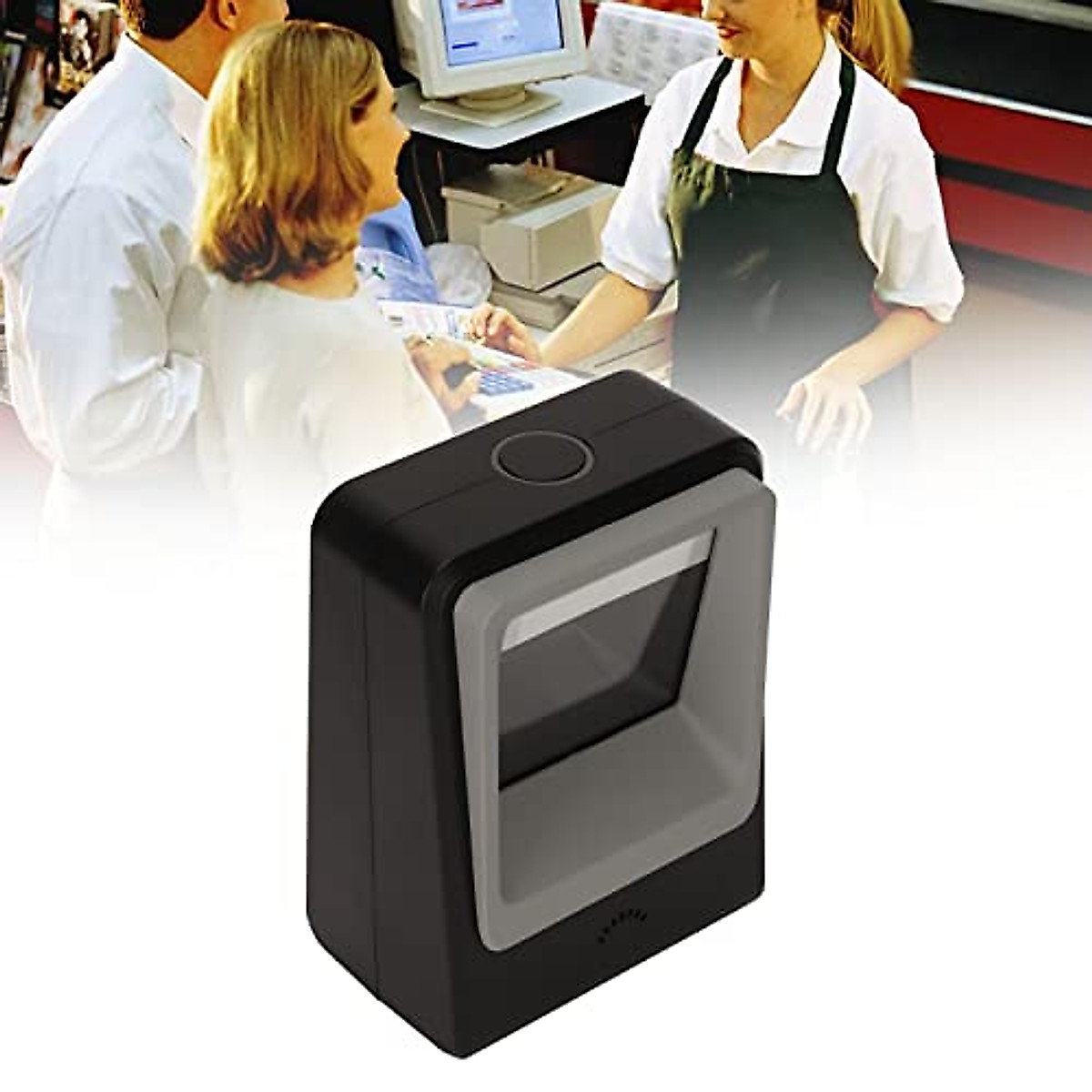 MJ 8200 QR Code Scanner, Omnidirectional Desktop Automatic 1d Barcode Reader with Large Scanning Window, for Pdf417 on Id Cards, Driver's Licenses, Passports, for Supermarkets Libraries Retail Stores