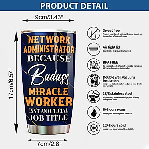 Network Administrator Tumbler 20oz – Stainless Steel Insulated Travel Mug for Men & Women, Coffee Cup Gift for Network Administrator, Work, Office, Retirement, Birthday, Christmas, Appreciation