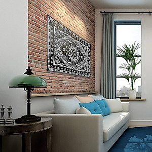 AEFPOYMXU Burning Sun Moon Tapestry Aesthetic Tapestry for Bedroom Black Light Wall Tapestry Boho UV Reactive Posters Wall Hanging Bedroom Living Room Hippie Tapestry(59 × 51 inch)