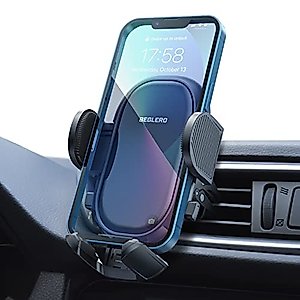 Car Phone Holder, Car Vent Phone Mount with Twist-Lock Vent Clip, High-end Mirror Surface, Pull-Down Support Feet, Silicone Protection One Button Release Car Mount Compatible with All Cell Phone