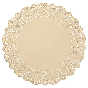250 Pack Round Paper Placemats for Cakes, Desserts, Light Brown Doilies for Food, Formal Events (12 In)
