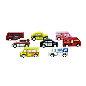 Excellerations 4 x 1 x 2-1/4 inches, Wooden Block Play Community Trucks, Set of 8, Preschool Educational Toys, Supports Early STEM Skills, Ages 3 Years and Up