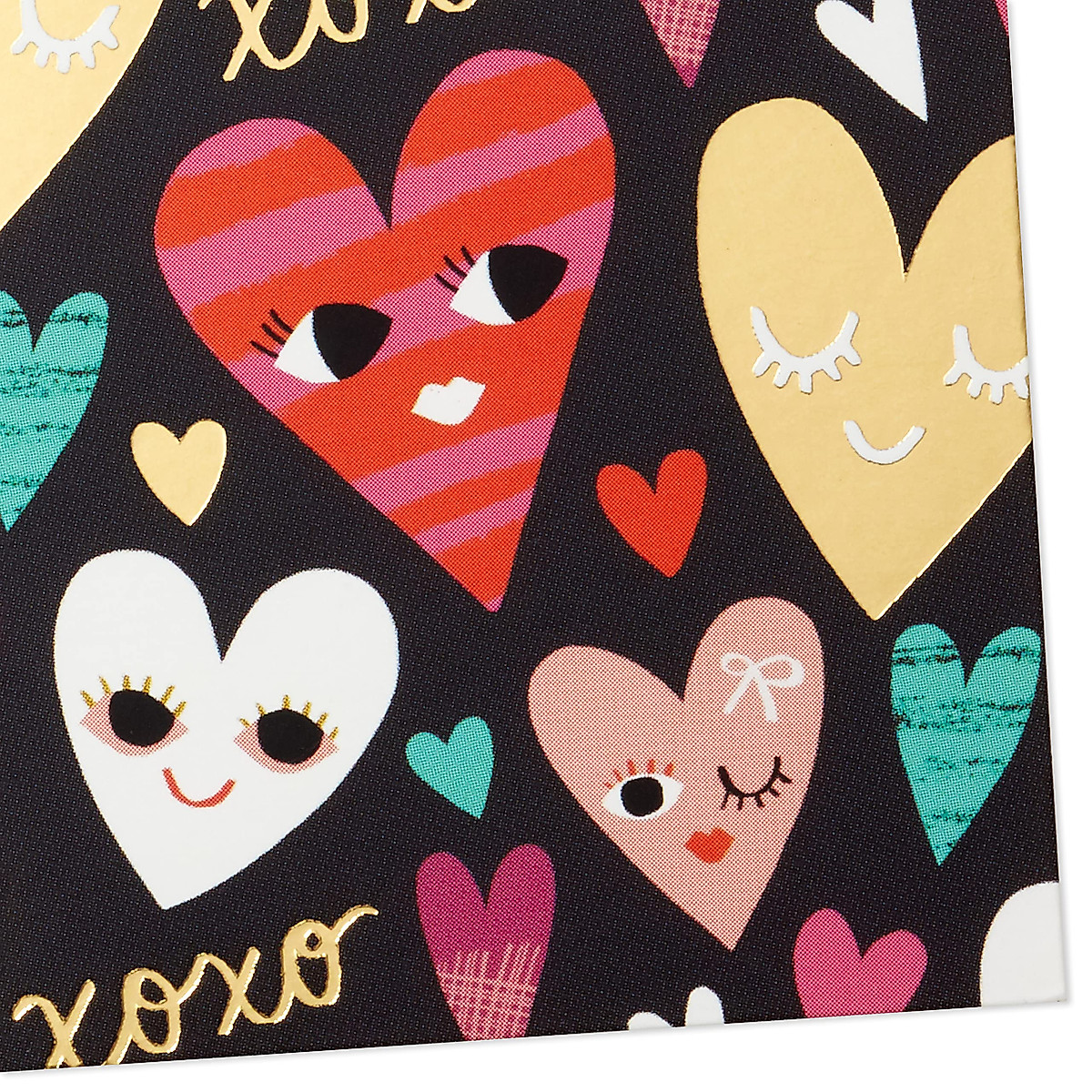 Hallmark Kids Mini Valentines Day Cards Assortment, 18 Classroom Cards with Envelopes (Gold Foil Happy Hearts)